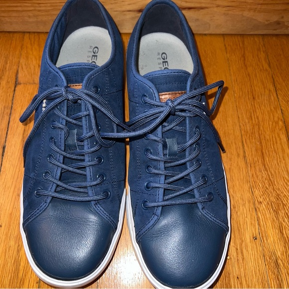 Geox | Shoes | Geox Respira Mens Blue Suede And Leather Low Top ...